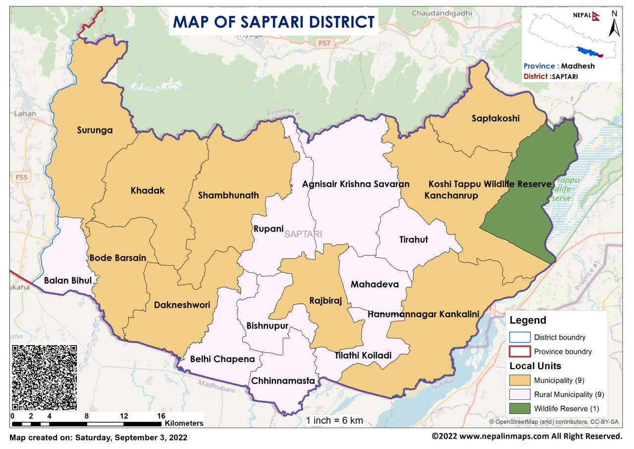 Saptari | Maps of Nepal